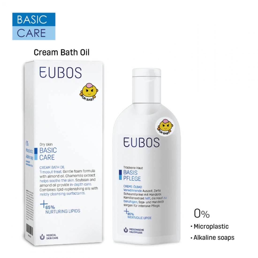 EUBOS CREAM BATH OIL 200ML + 30ML MINIATURE