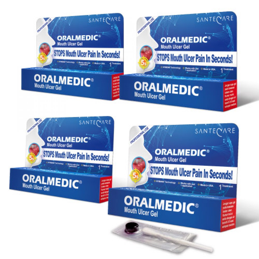 4 Tubes ORALMED MOUTH ULCER GEL